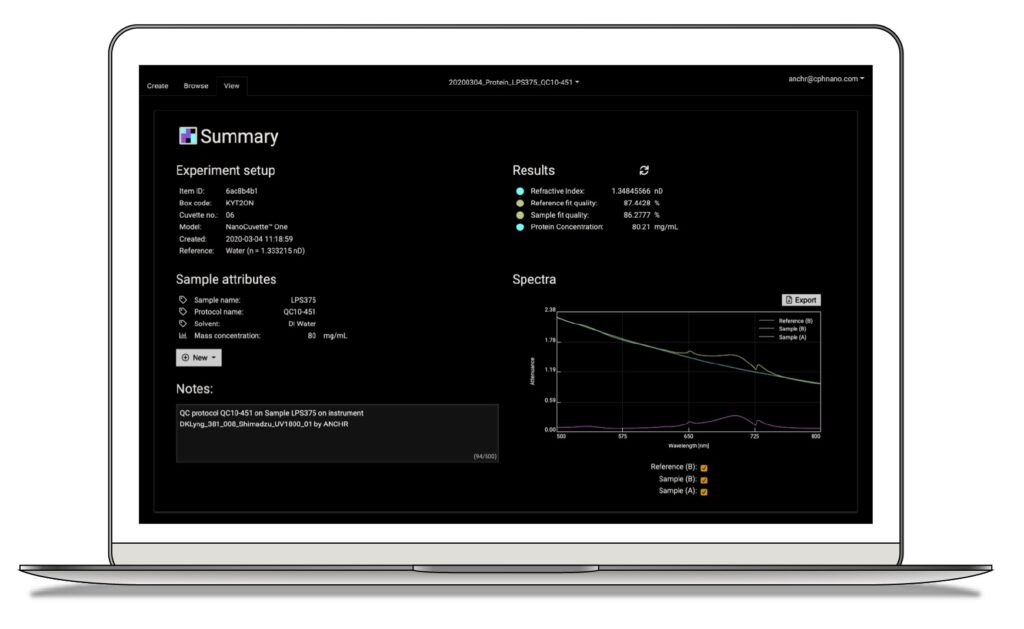 Cloud software for spectrophotometry SpectroWorks - Sysmatec